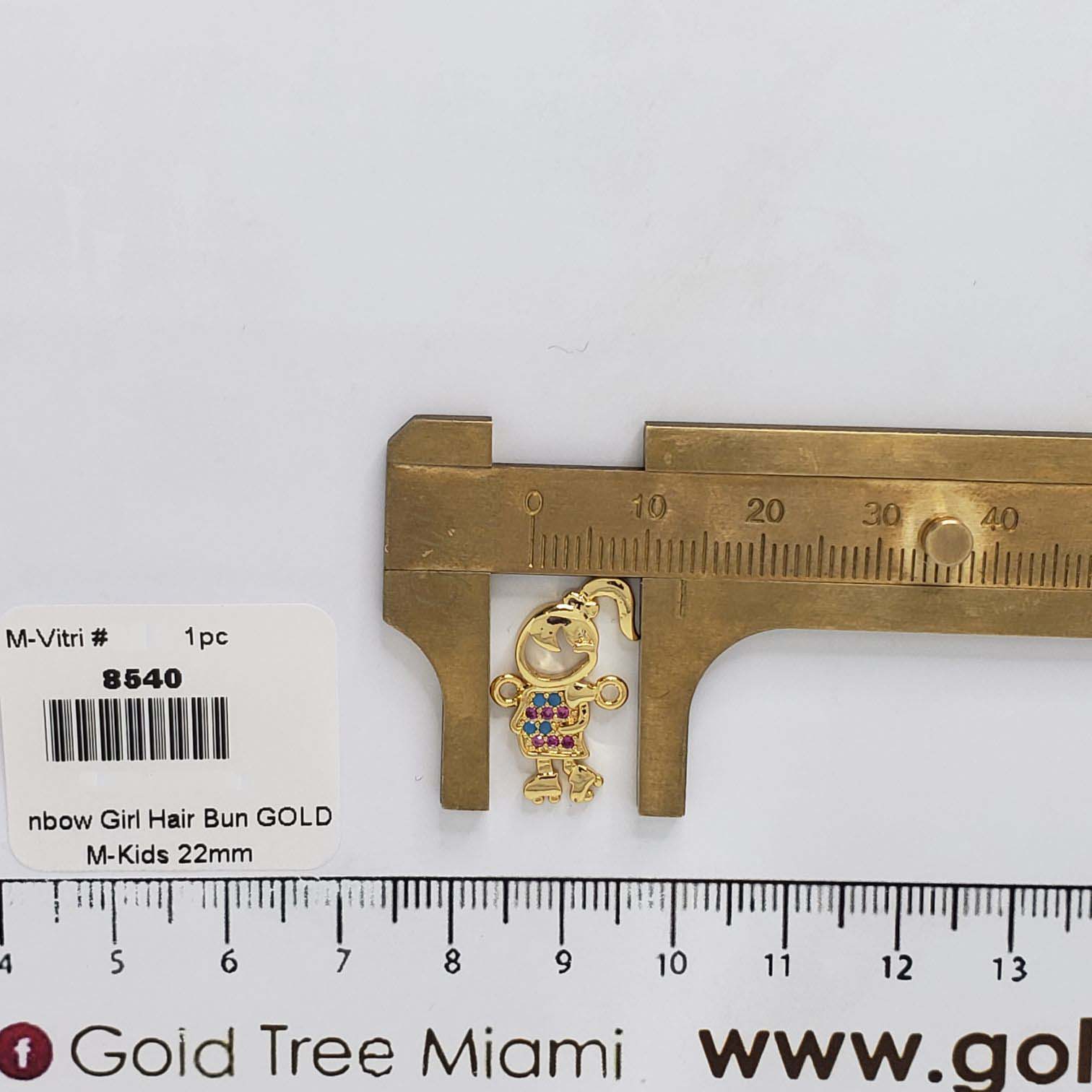 Cadena de oro de niña con moño de pelo arco iris