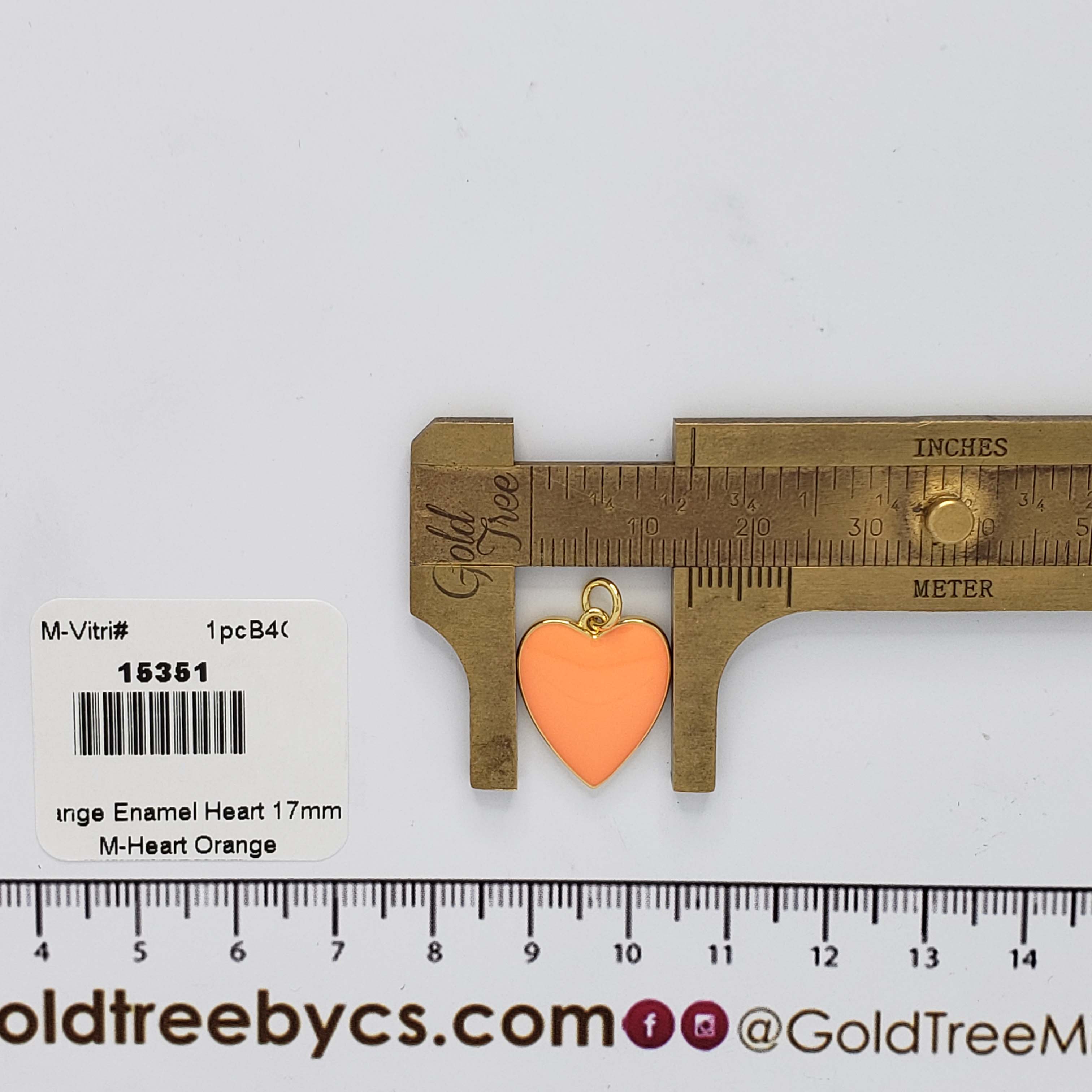 Mini Orange Enamel Heart