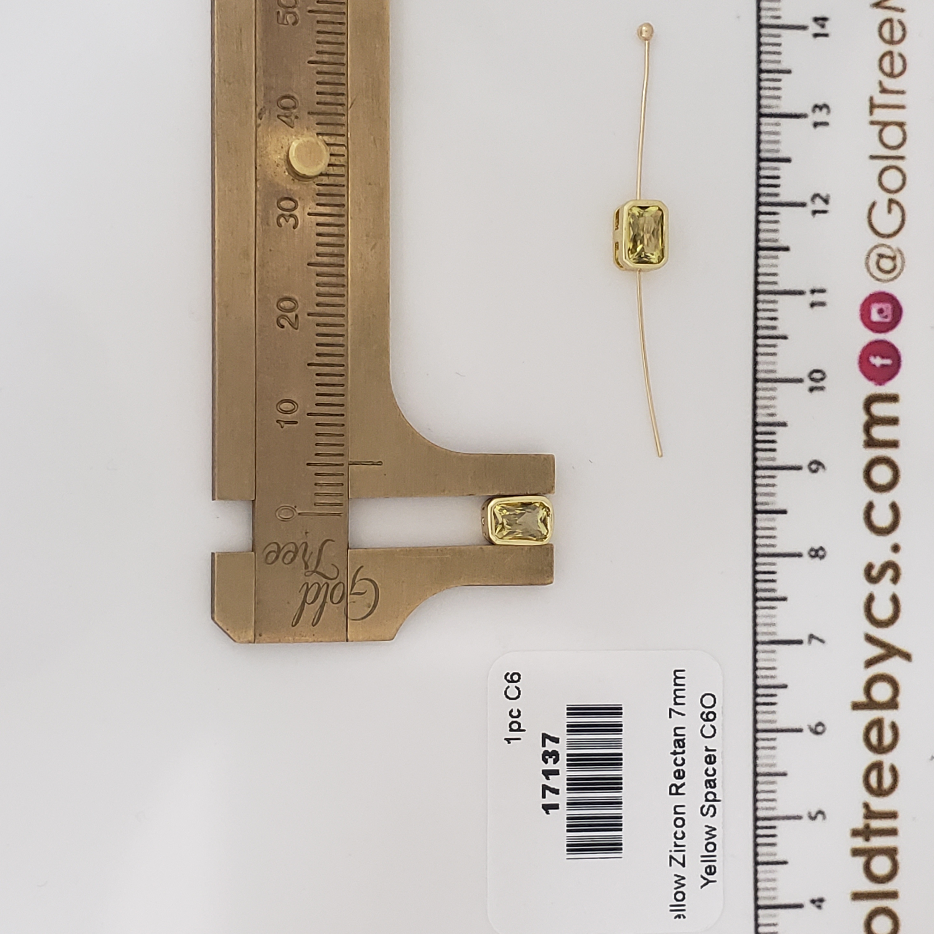 Sunny Elegance Yellow Zircon Rectangular Spacer