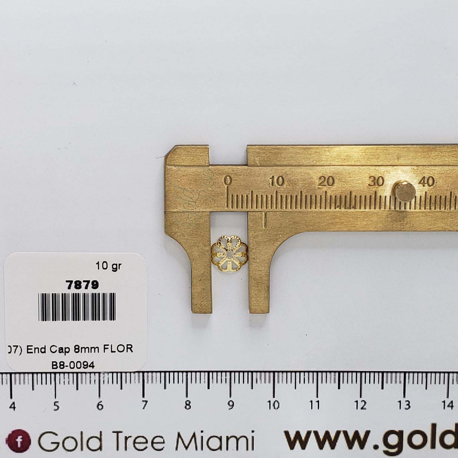 8mm Gold Flower End Cap
