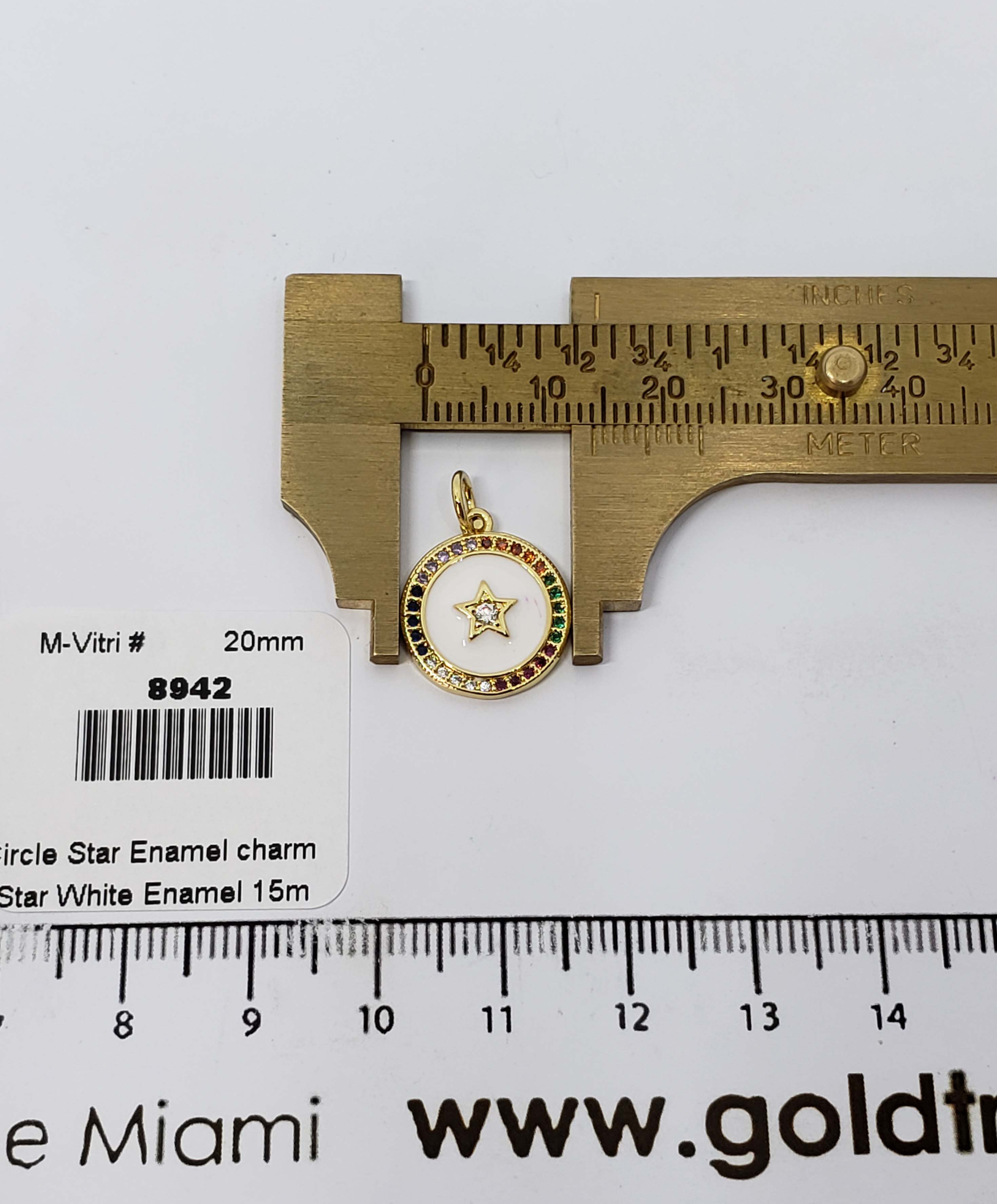 White Circle Star Enamel Charm